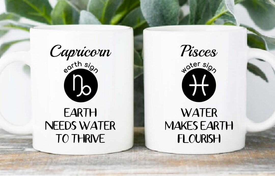 Capricorn Pisces Mugs for Couple, Zodiac Compatibility Gift, Couple ...