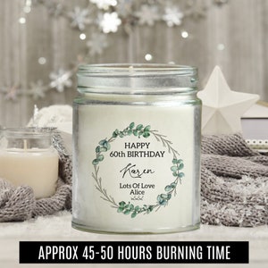Happy 60th Birthday Candle for Her, Personalized Best Friend Birthday ...