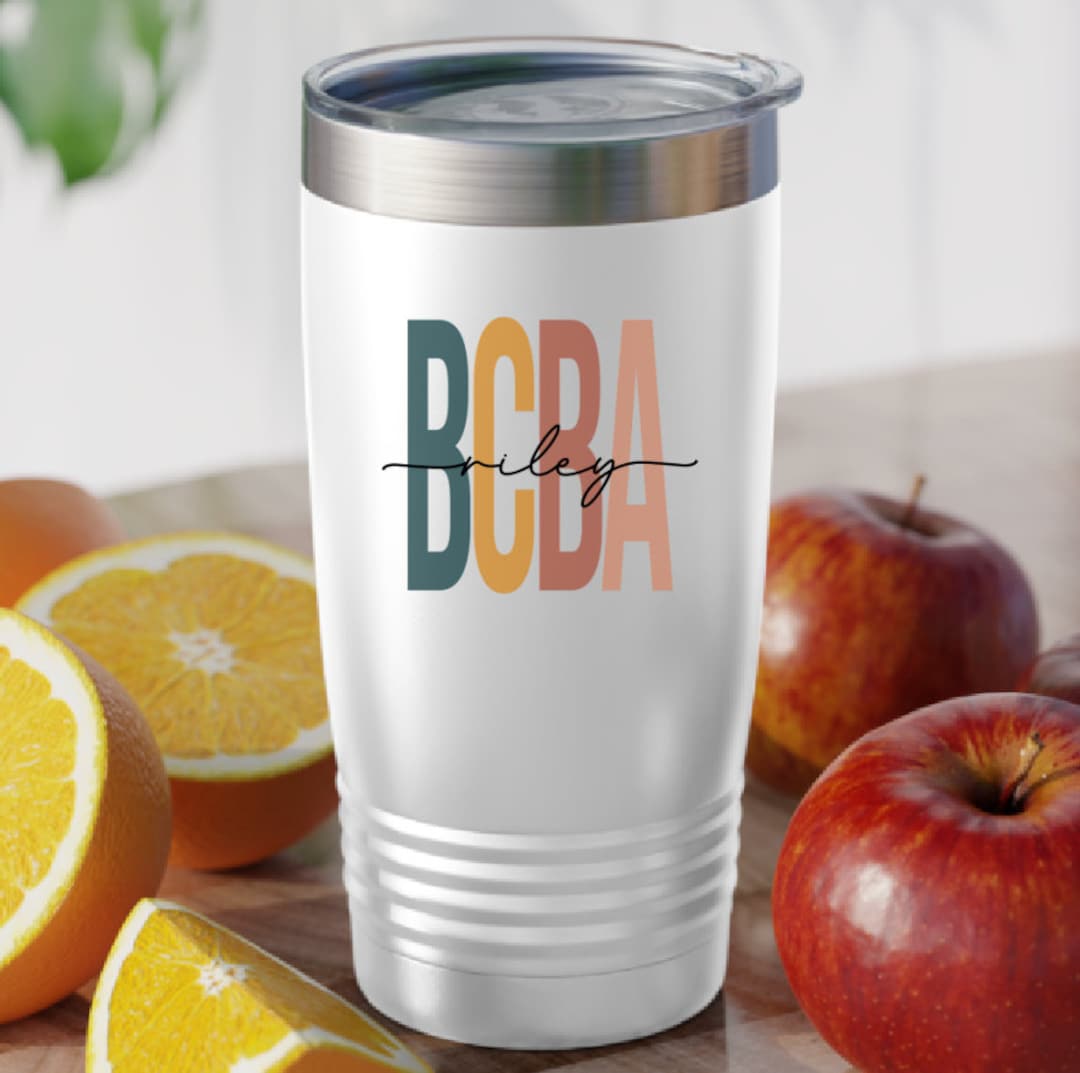BCBA Coffee Tumbler, Stainless Steel Insulated UV Printed, Personalized ...