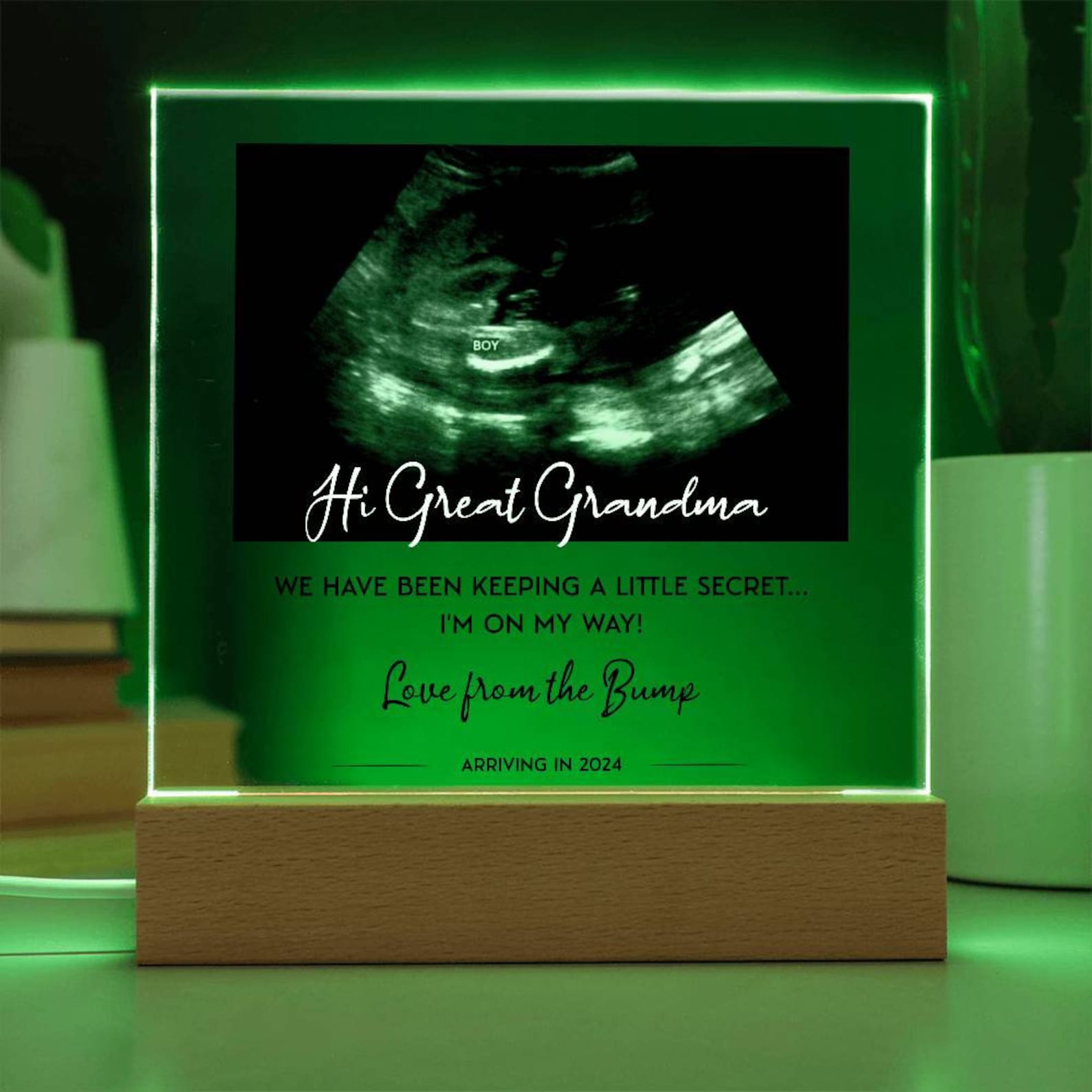 Great Grandma Pregnancy Announcement, Led Light Acrylic Plaque, I'm on ...