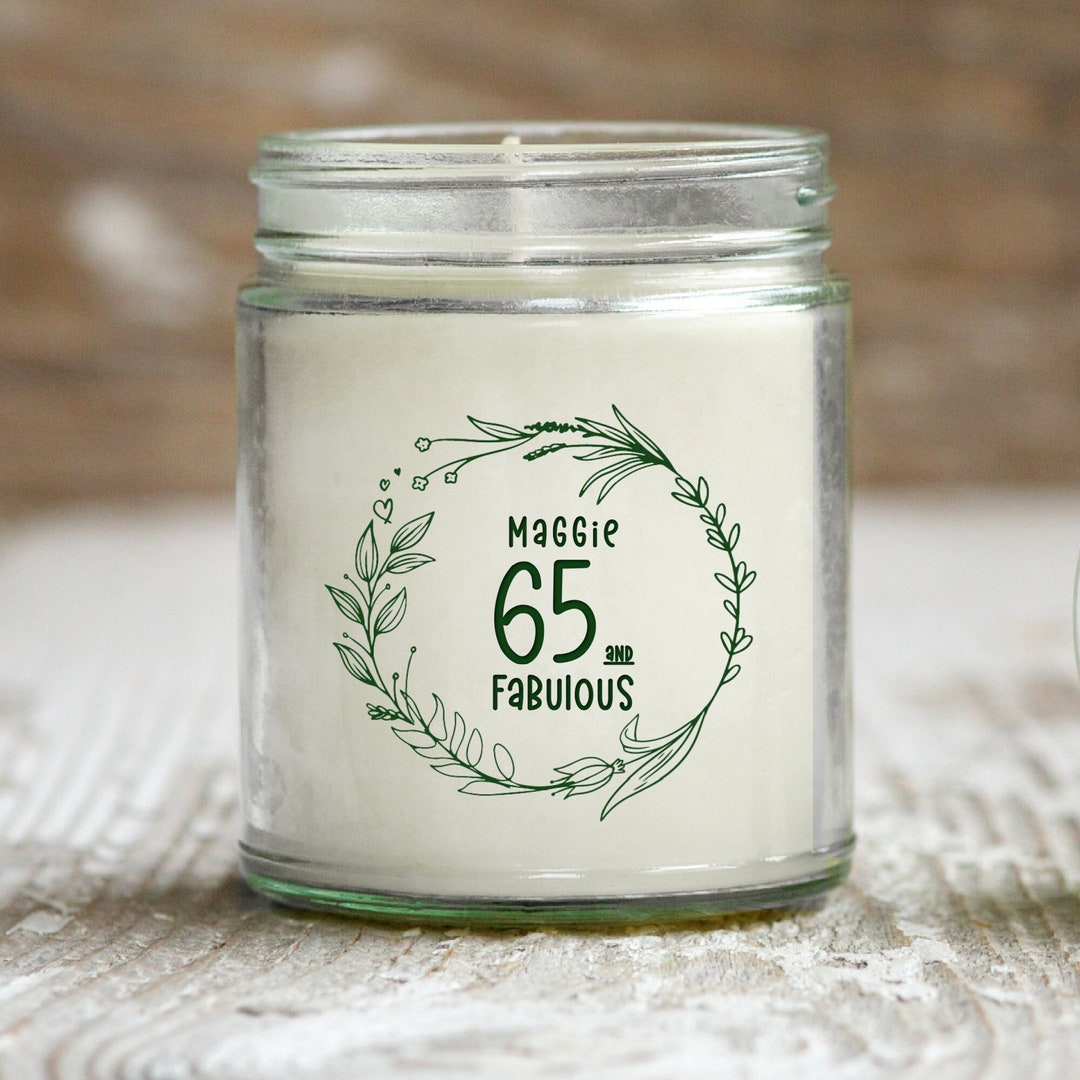 65th Birthday Gifts for Women, 65 and Fabulous, Personalized Candle for ...