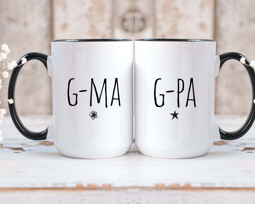 G Ma G Pa Mugs Set Personalized Pregnancy Announcement Est Etsy