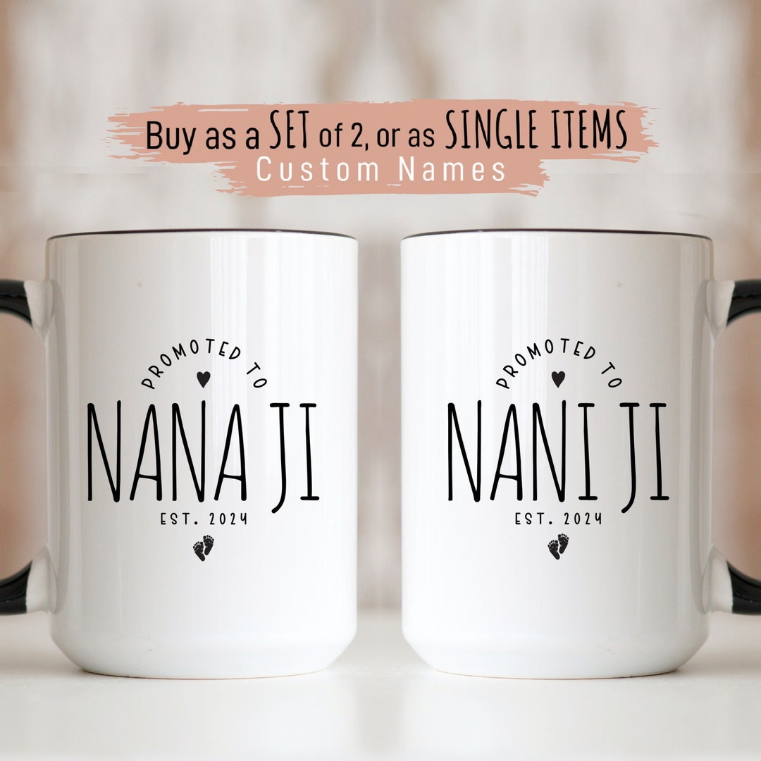 Promoted to Nana Ji and Nani Ji Mugs, Personalized Nani Gift, Pregnancy ...