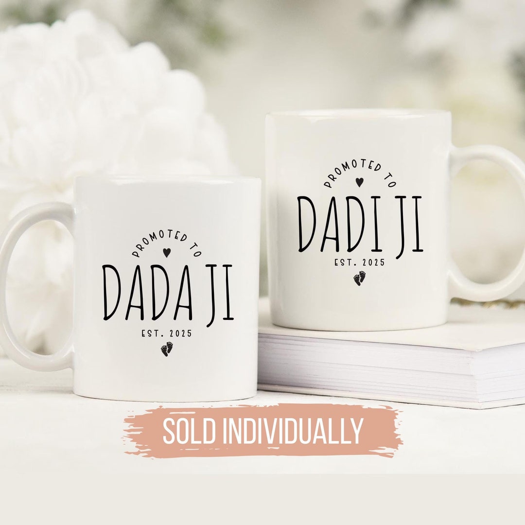 Promoted to Dada and Dadi Ji Mugs, Personalized Dadi Gift, Indian ...