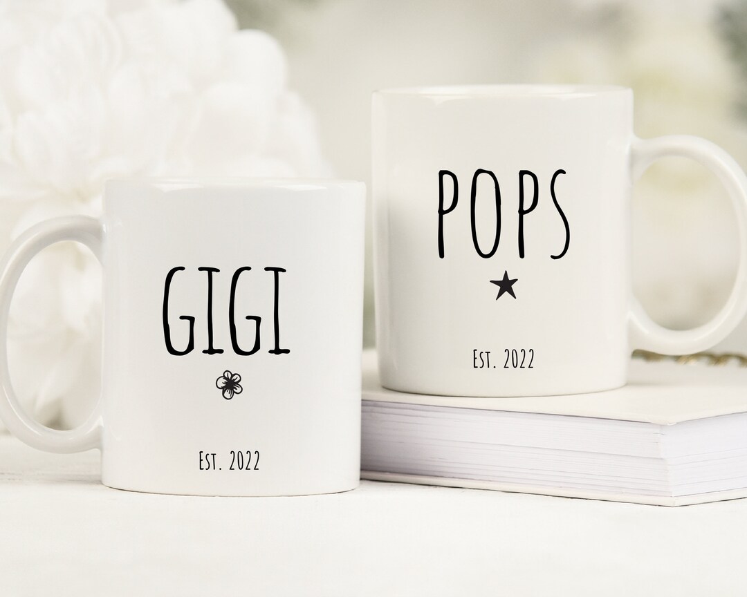 Gigi and Pops Mug Set, Personalized New Grandparents Gift, Pregnancy ...