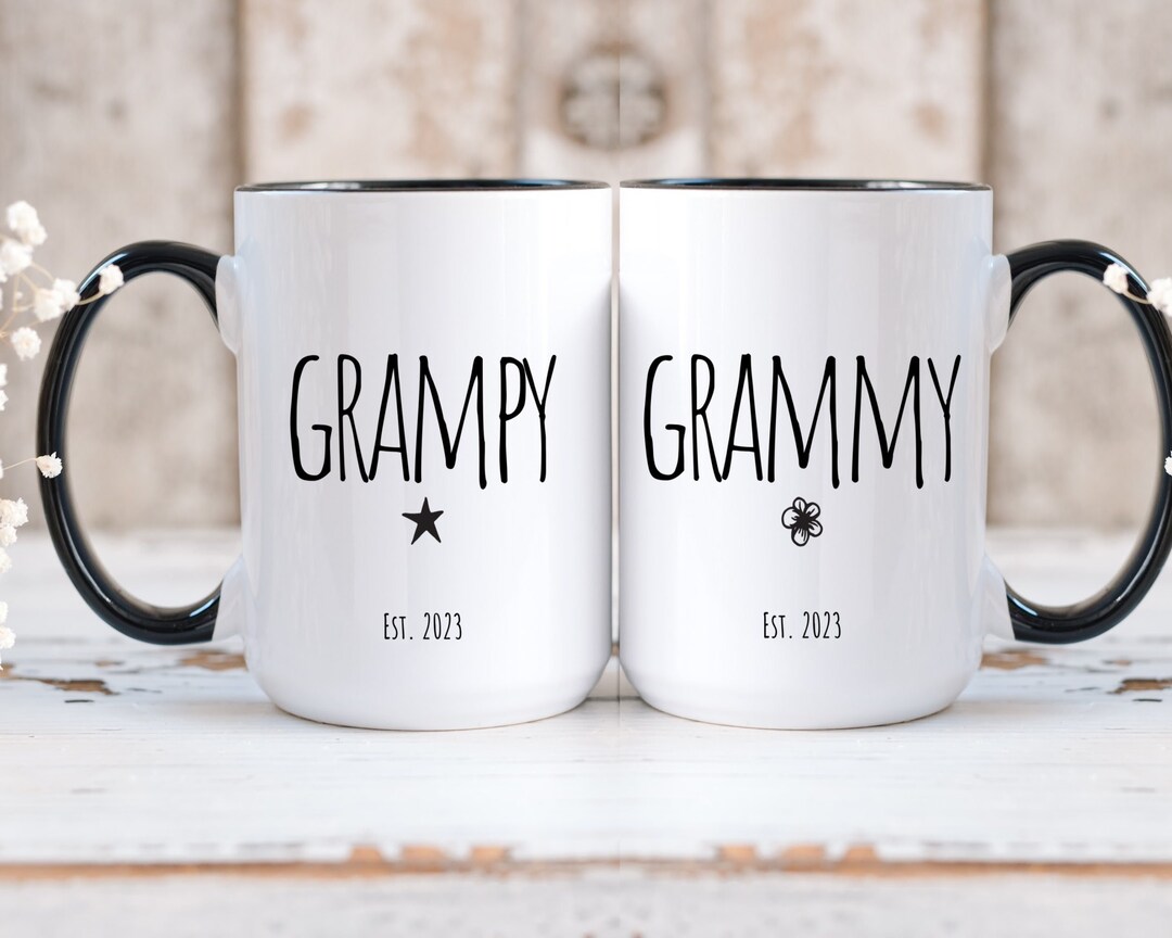 Grammy Grampy Mug Set, New Grandparents Pregnancy Announcement Gift ...