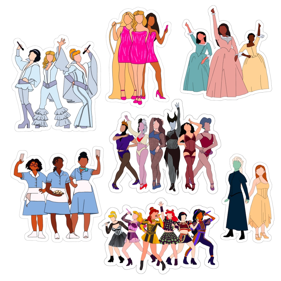 Musical Mashup Sticker Set Broadway SIX, Hamilton, Wicked, Chicago ...