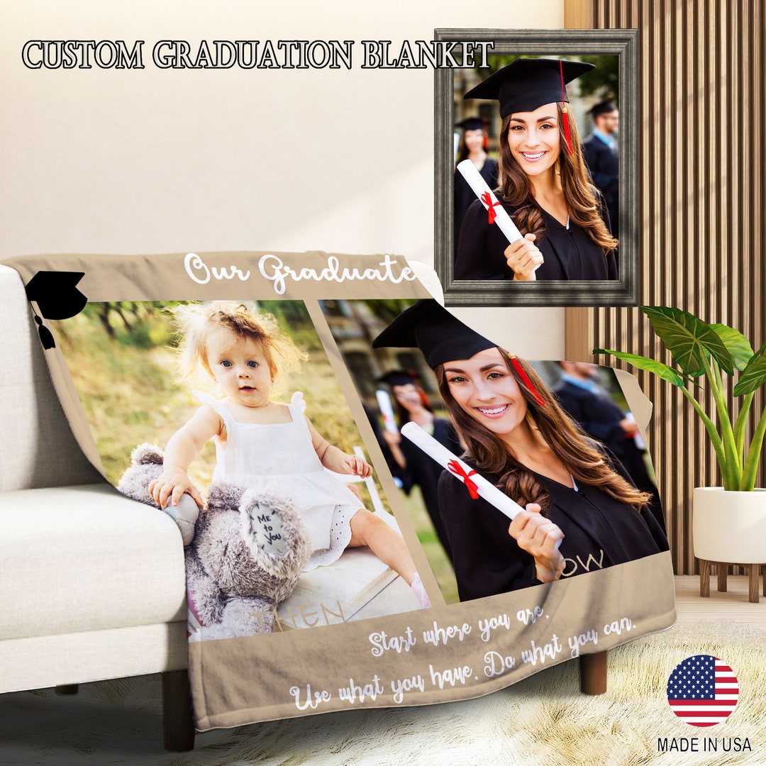 Custom Graduate Blankets Then and Now,personalized Graduation Photo ...