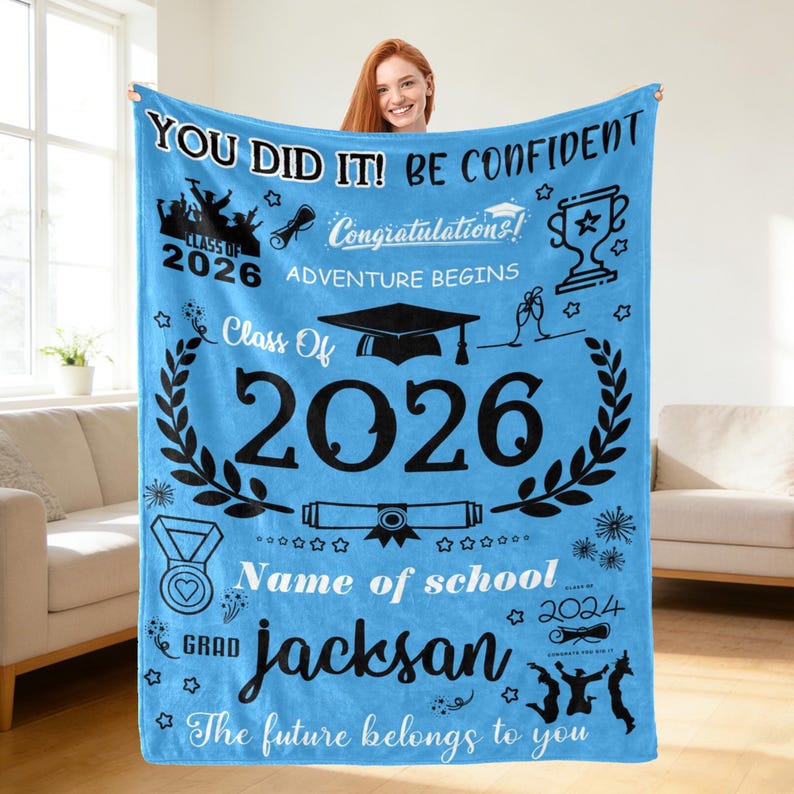 Personalized 2026 Graduation Blanket: Custom Name & Year, Senior Grad ...
