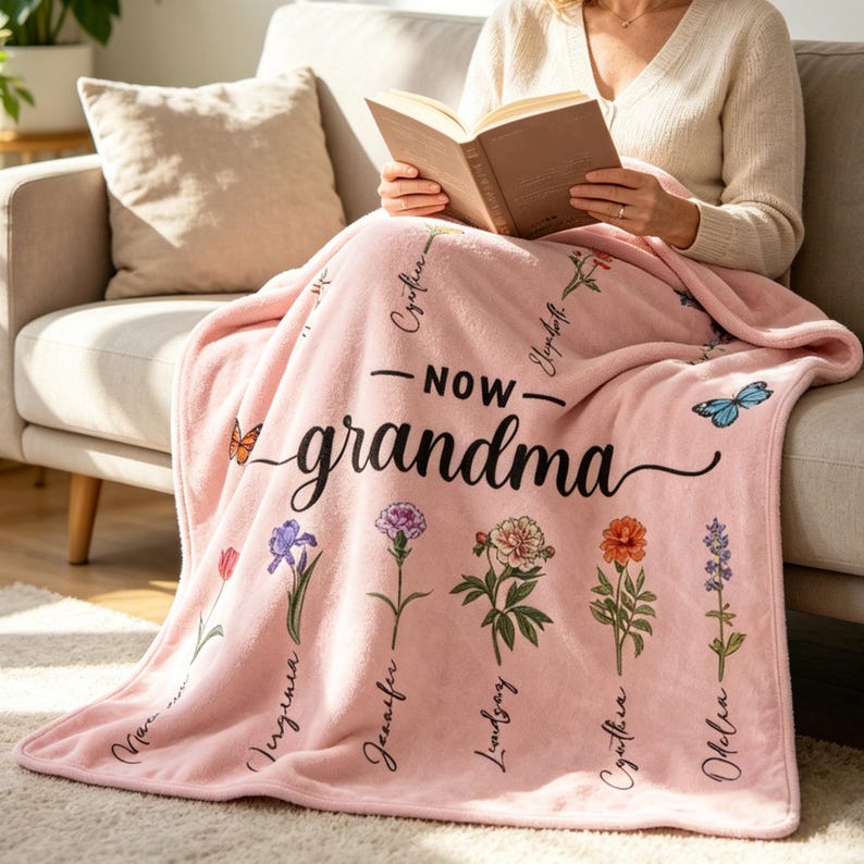 Custom First Mom Now Grandma Blanket, Mothers Day Gifts, Personalized ...