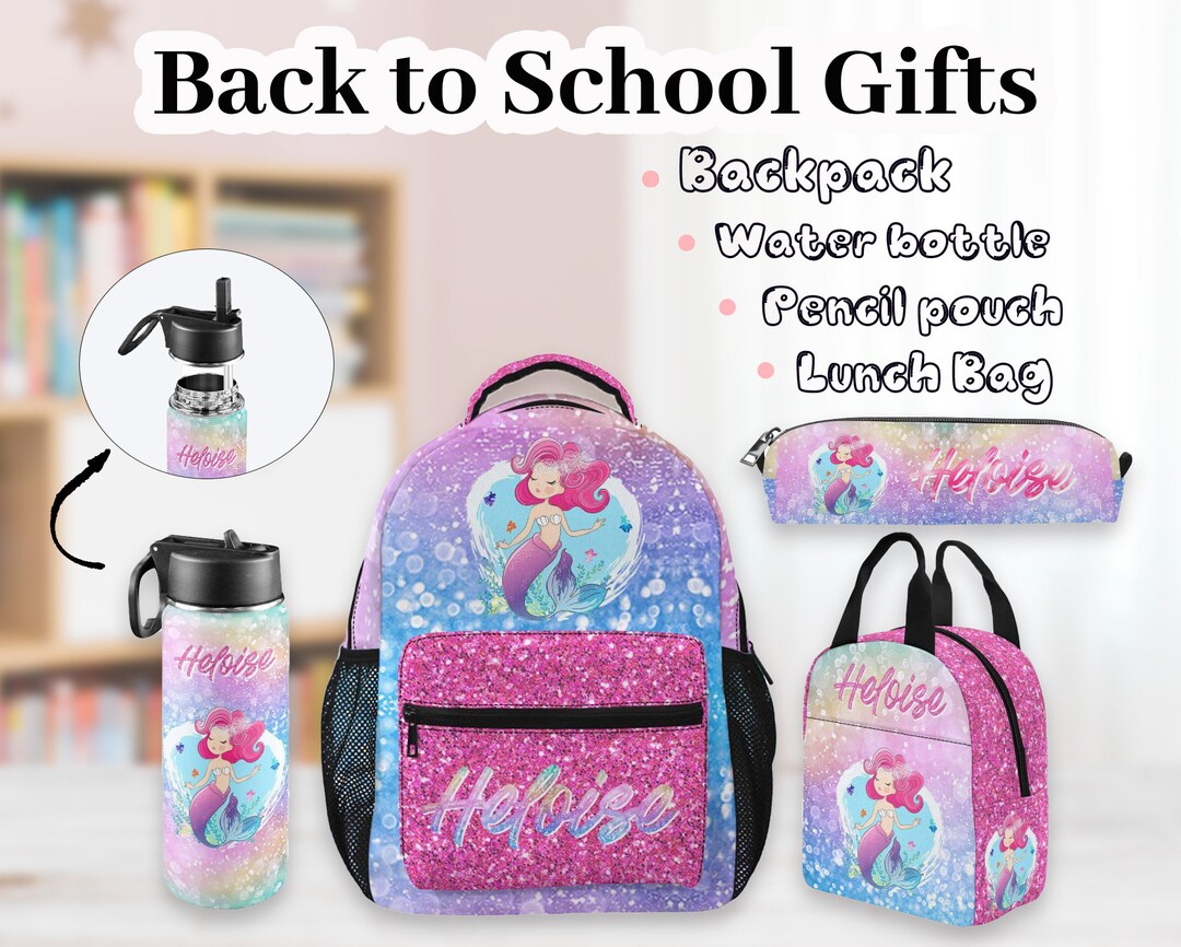 Personalized Mermaid Backpack/lunch Bag/water Bottle, Custom Back to ...