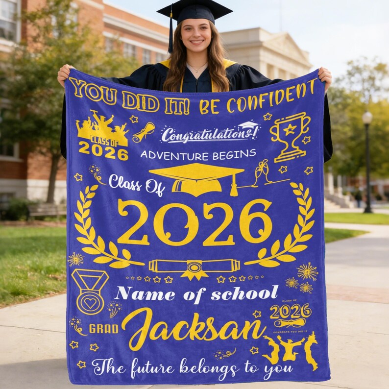 Personalized 2026 Graduation Blanket: Custom Name & Year, Senior Grad ...