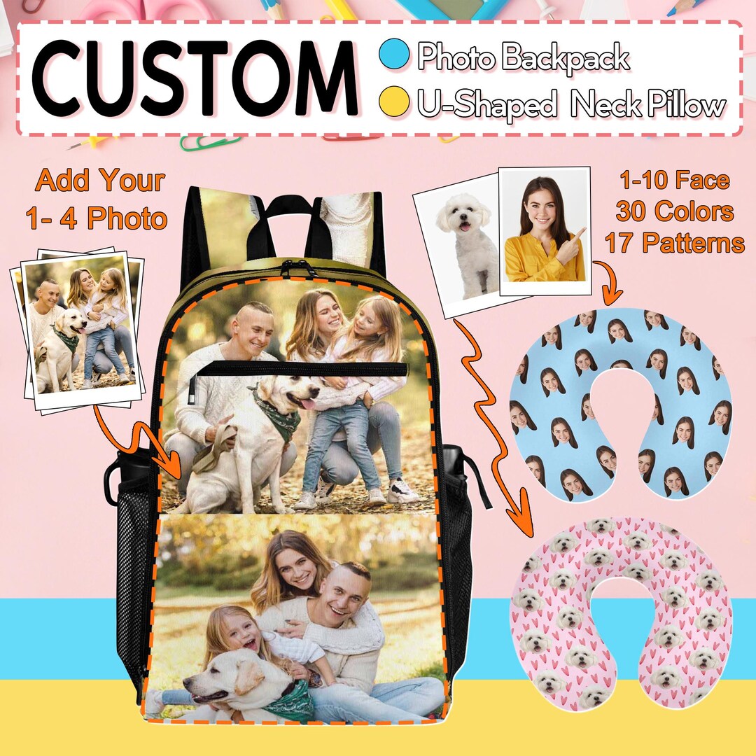 Custom Photo Backpack, Personalized Travel Backpack, U-shaped Travel ...