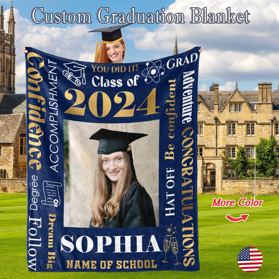 2024 Graduation Blanket,custom Photo Blanket,custom Text Graduation ...