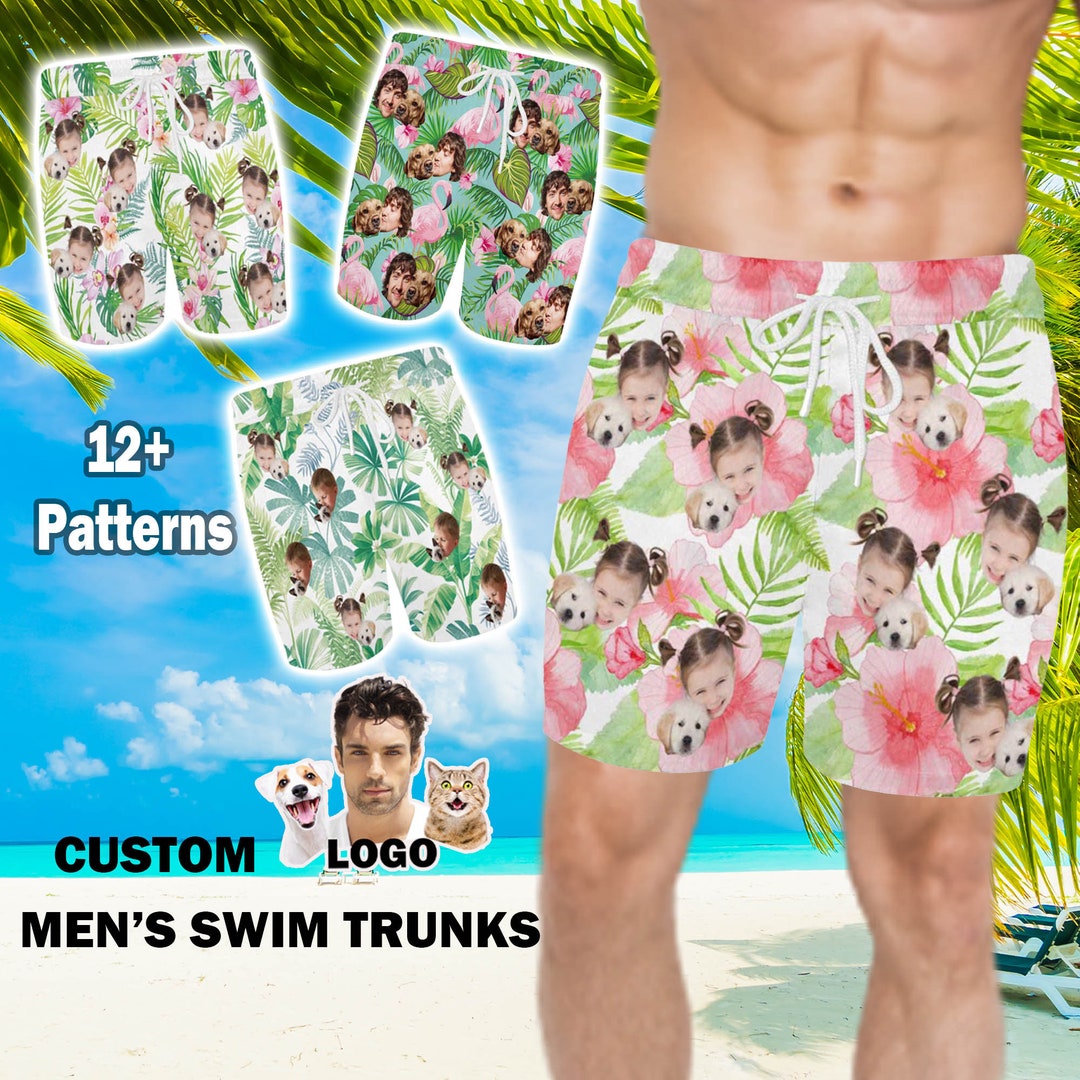 Custom Kids Face Photo Swim Shorts, Father's Day Kid Picture Trunks ...