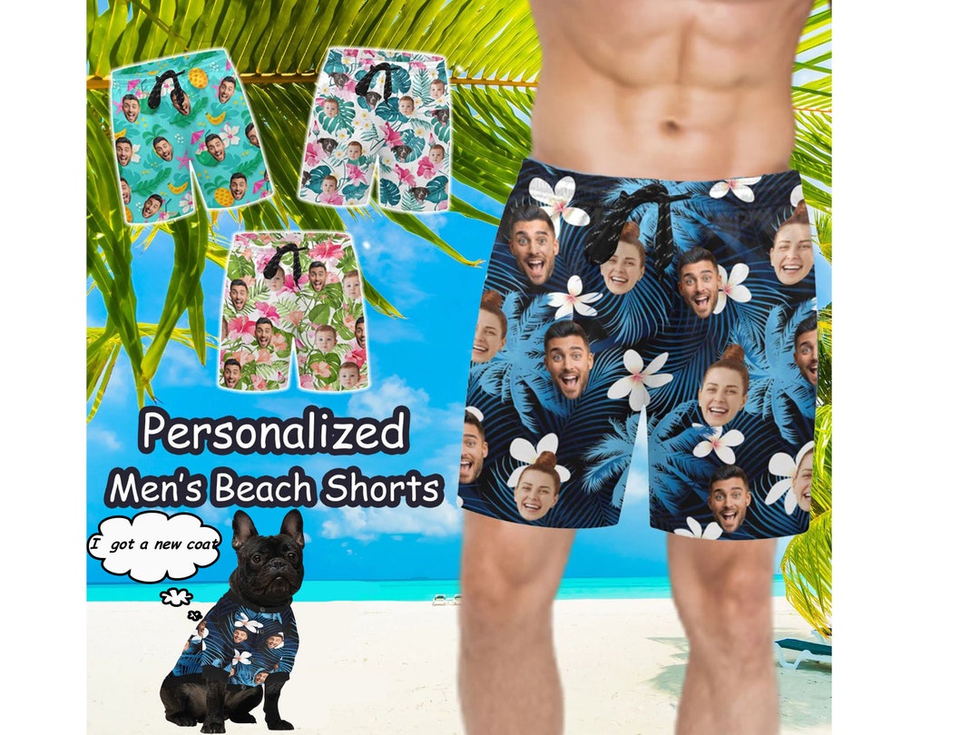 Custom Face Men's Swim Trunks: Personalized Hawaiian Beach Shorts ...