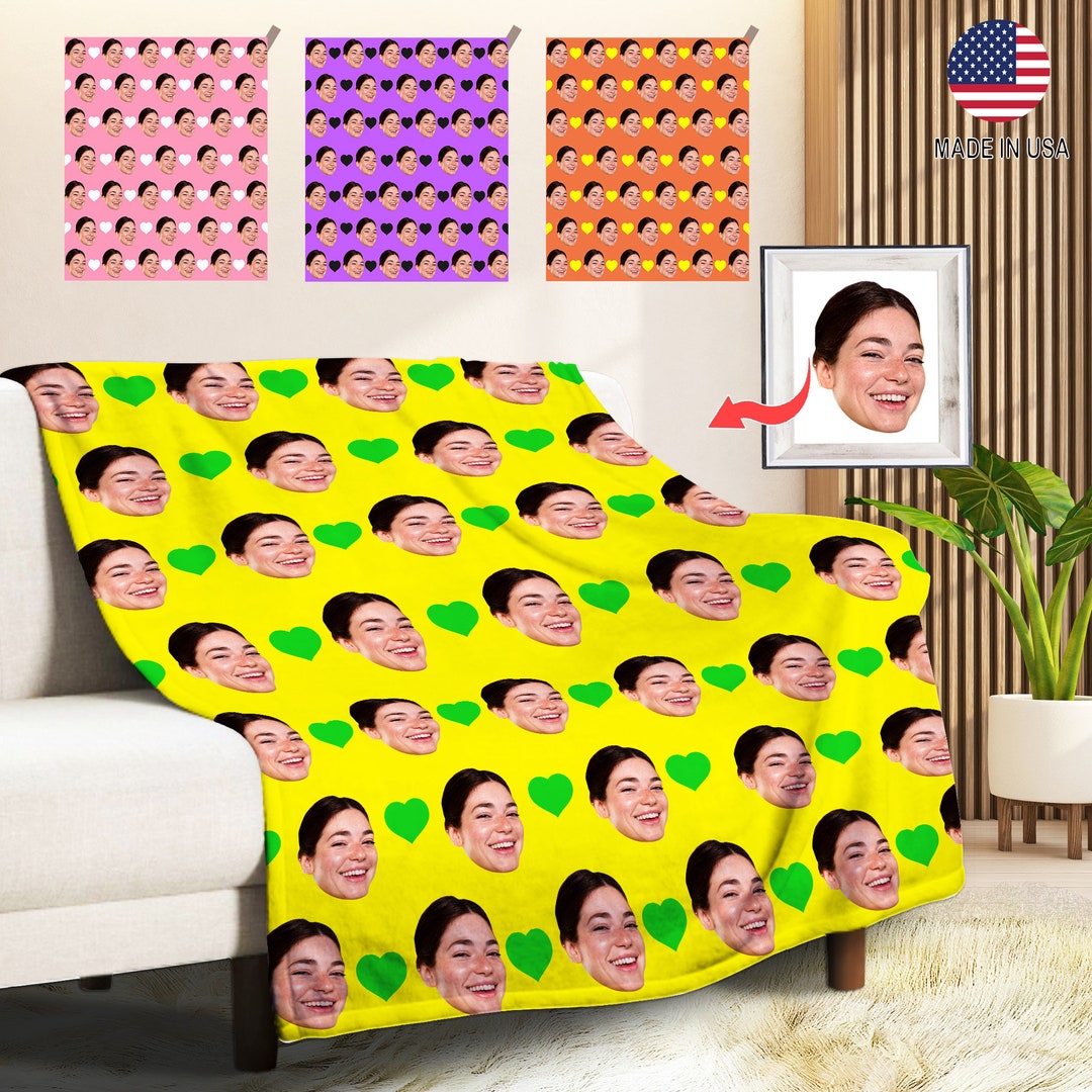 Custom Face Blanket: Personalized Photo Micro Fleece Blanket, Valentine ...