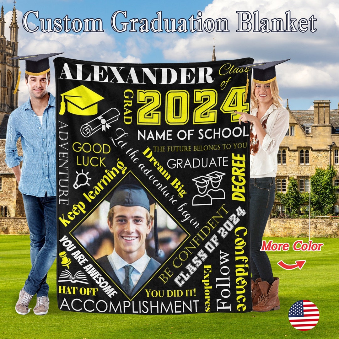 Custom Graduation 2024 Name Fleece Blankets, College Grads Keepsake ...