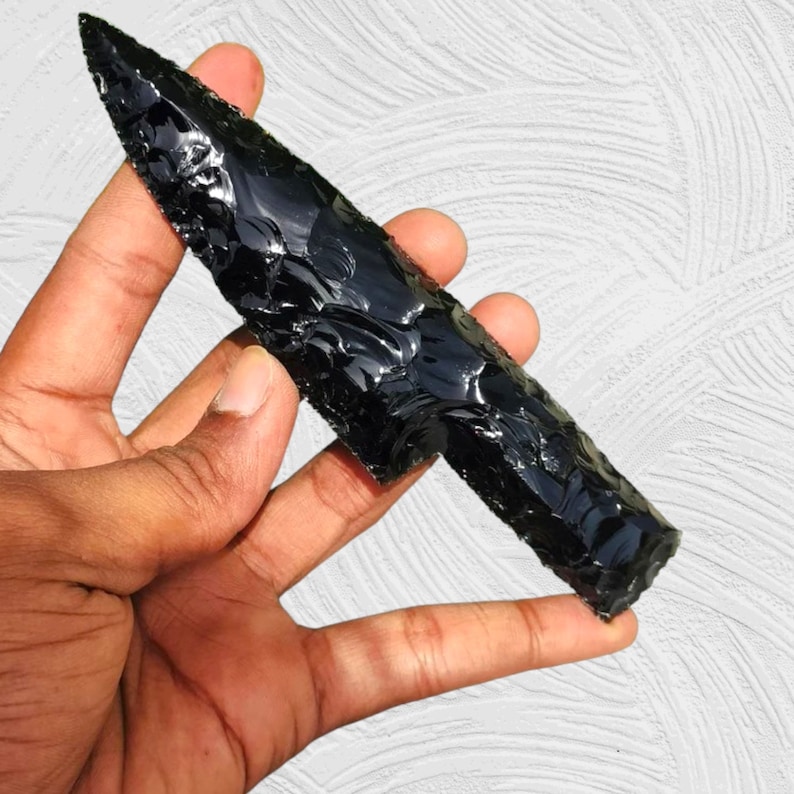 Natural Black Obsidian Knife Manmade Handcarved Knife Healing Gemstone ...