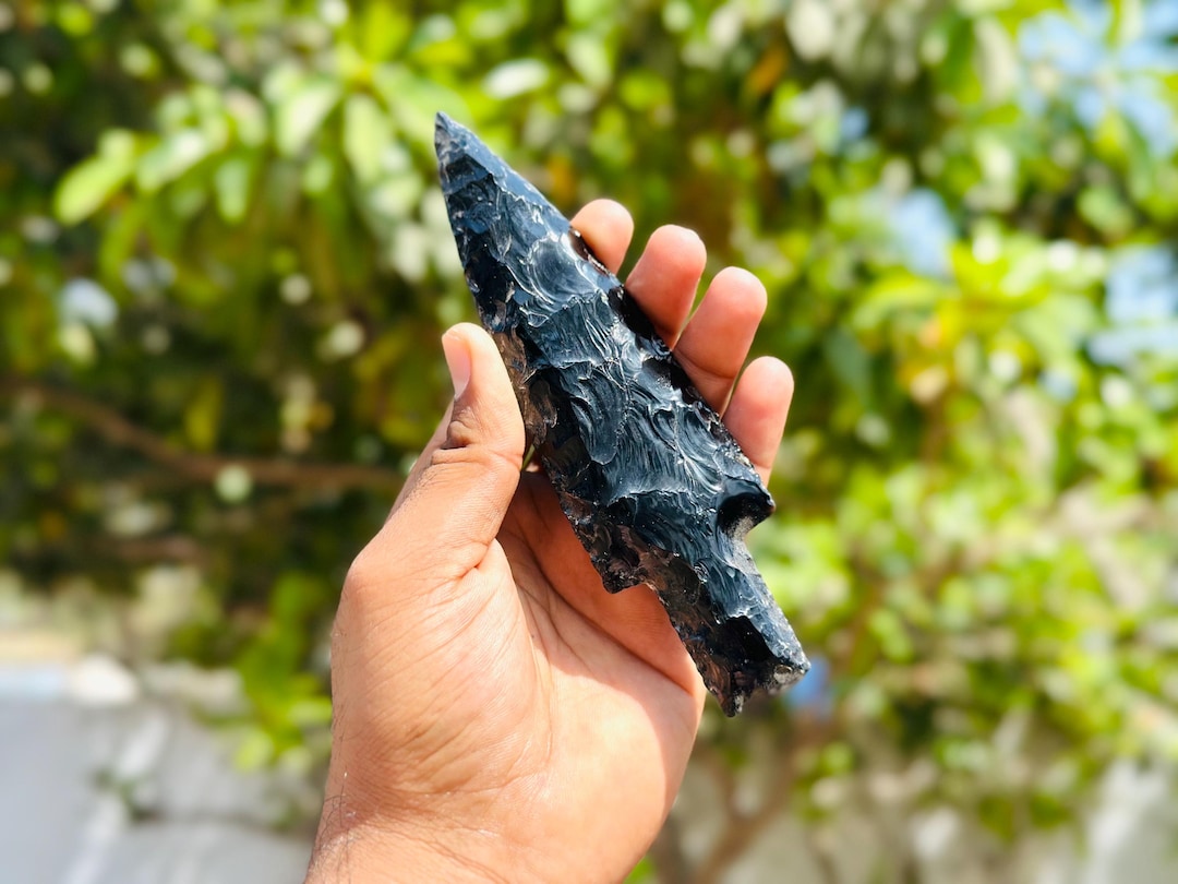 Large Black Obsidian Sword Obsidian Knife Man Handmade Knife Gemstone ...