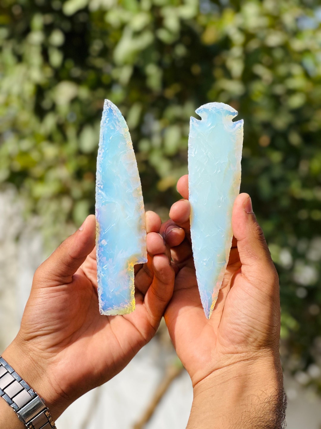 Opalite Glass Knife & Arrowhead Set: Hand Knapped Crystal Athame - Etsy