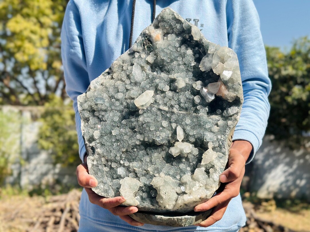 Blue Chalcedony Large Cluster With White Apophyllite & Stilbite, 41lbs ...