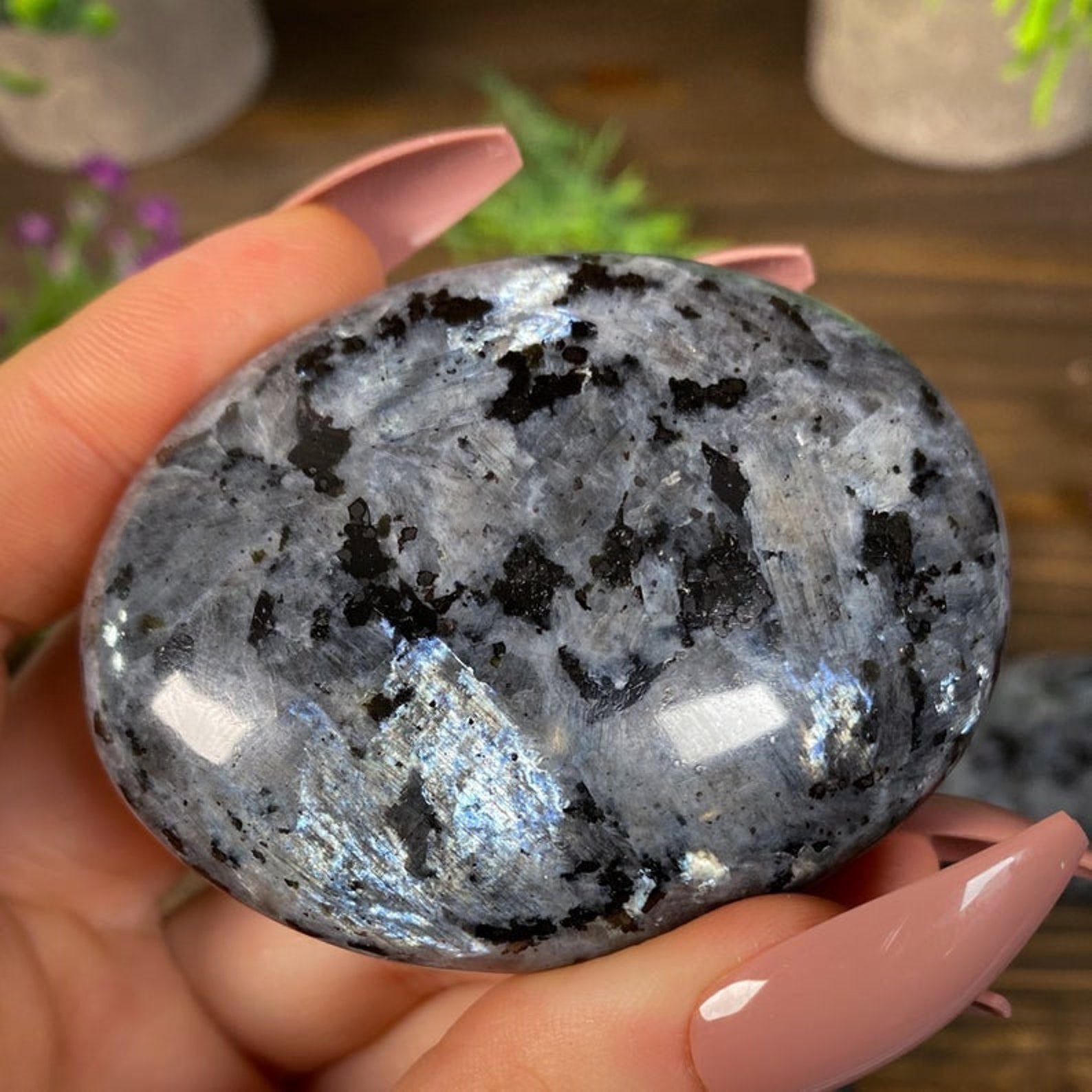 Larvikite Palm Stone Healing Palm Stone EMF Protection - Etsy UK