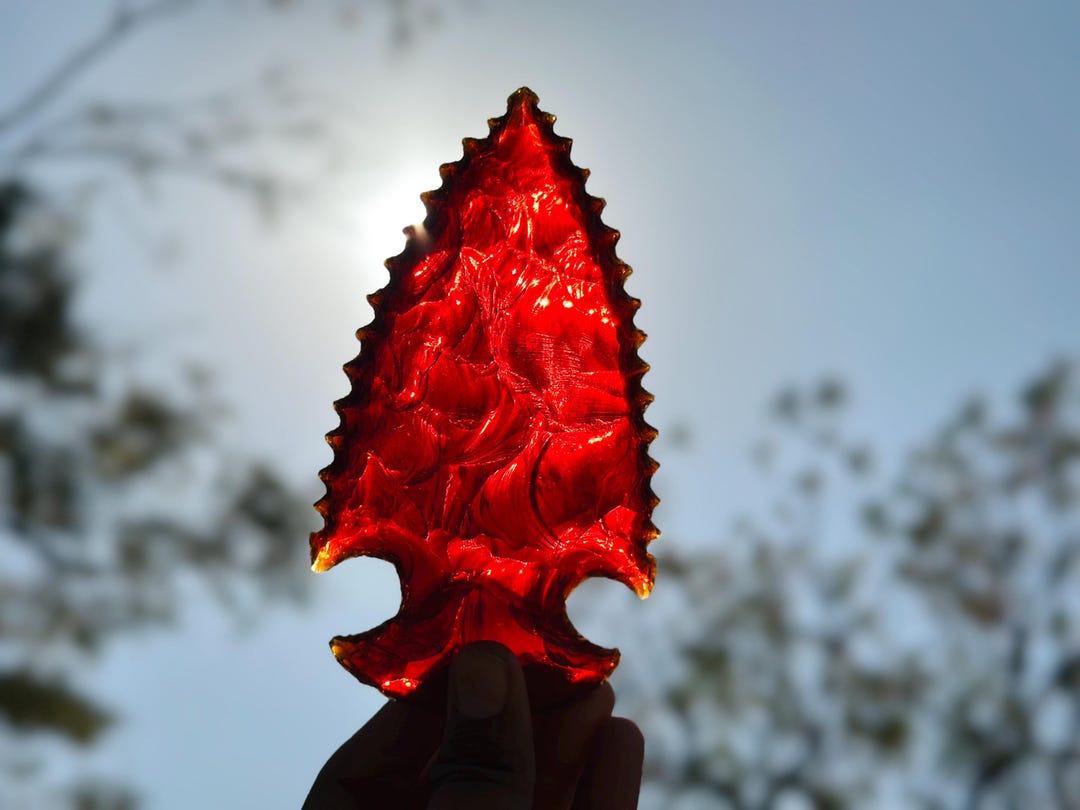 150mm Handcrafted Red Obsidian Arrowhead - Grounding & Protection ...