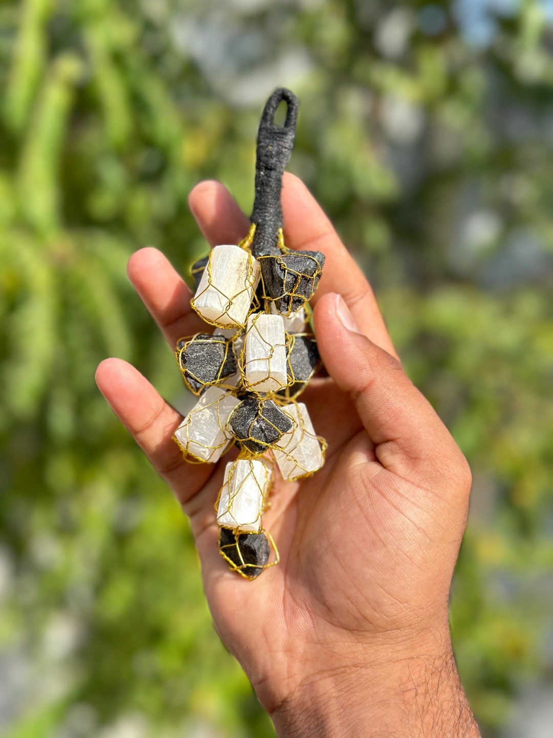 Black Tourmaline & Selenite Protection Amulet: Evil Eye Curse ...