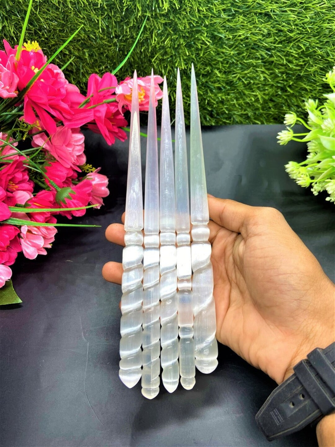 Large SELENITE Spiral Wand Baton Dagger Bulk Wholesale, SELENITE Spiral ...