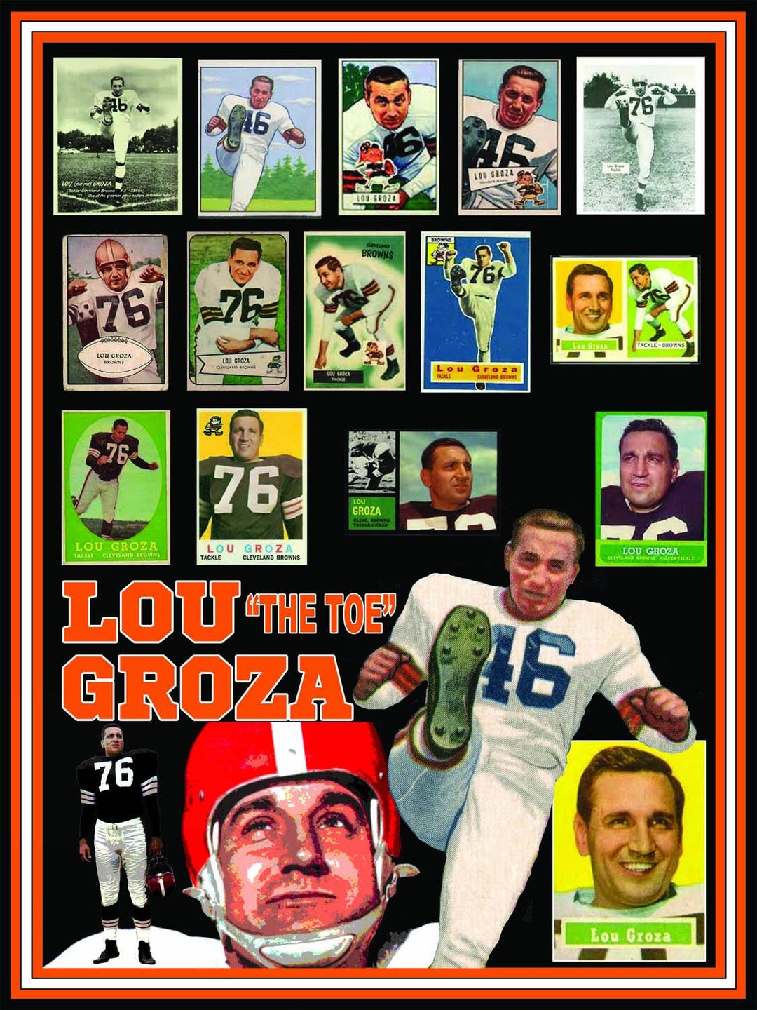 LOU "the Toe" GROZA 18" X 24" Full Color Football Card Poster ...