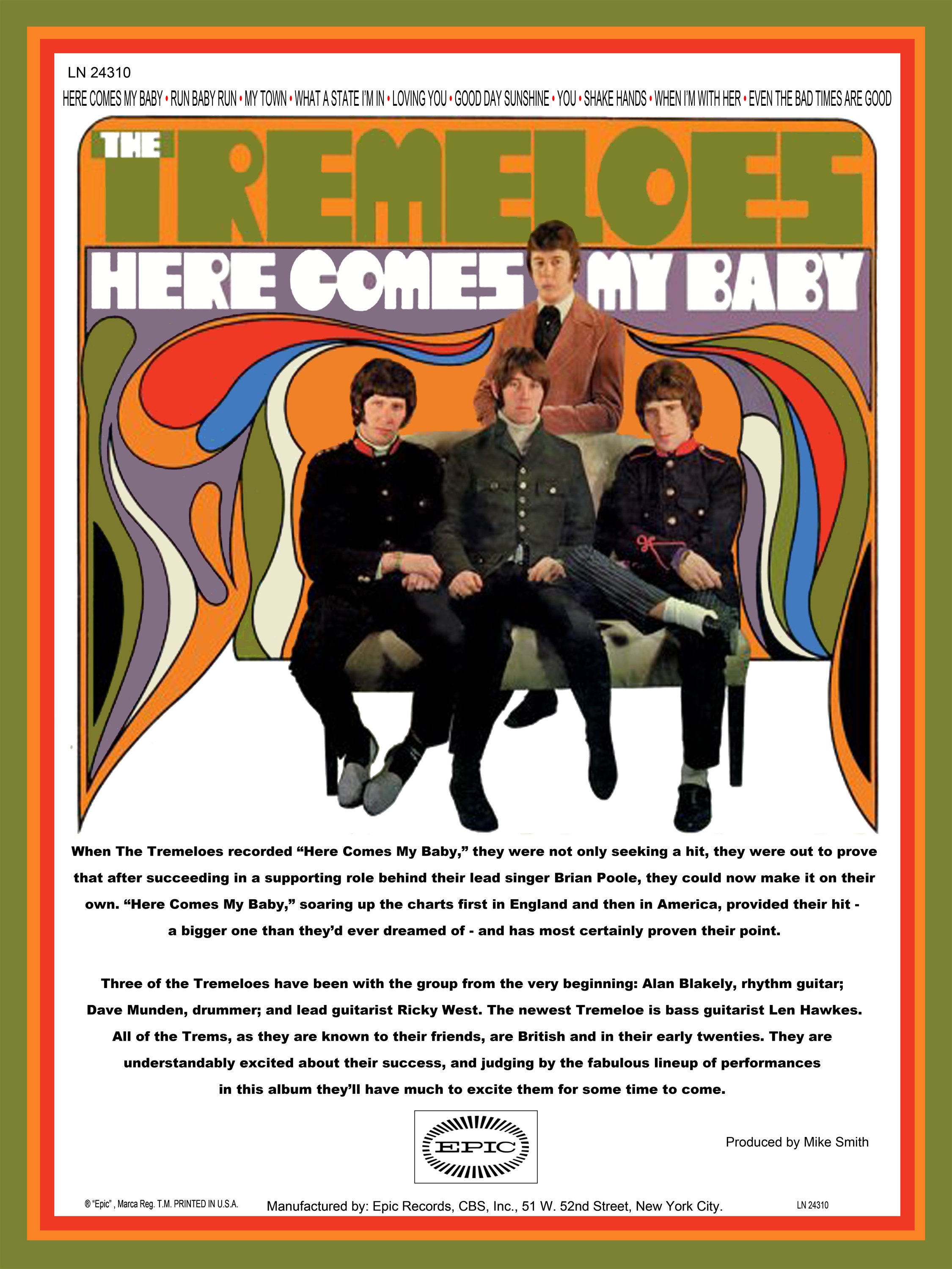 Tremeloes 18x24 Full Color Promo Poster Reproduction English Beat Group ...