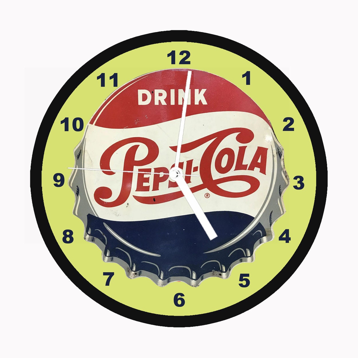 Pepsi Retro 8" Plastic Battery Operated Wall Clock Reproduction Custom ...