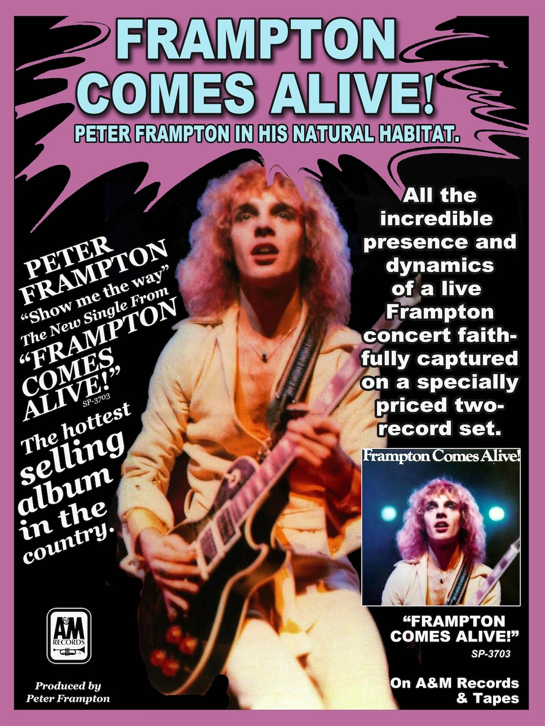 Peter Frampton Comes Alive 18"x24" Full Color Promo Poster Reimagined ...