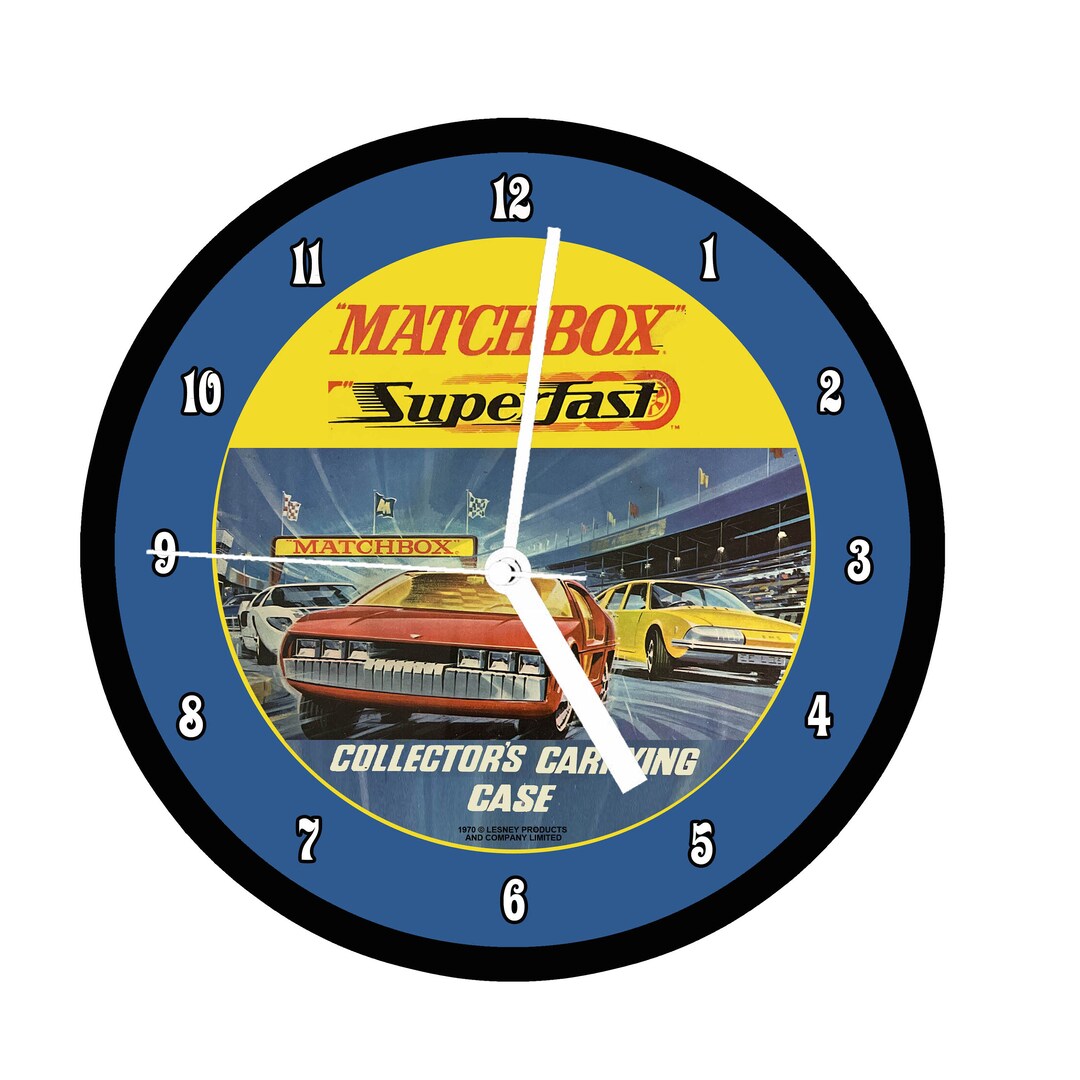 Matchbox Cars 1970 8" Round Plastic Battery Operated Wall Clock Vintage ...