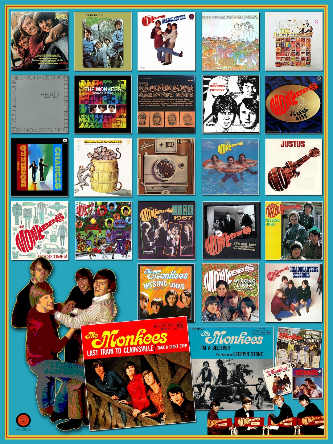 Monkees LP Cover and Singles Poster - Etsy