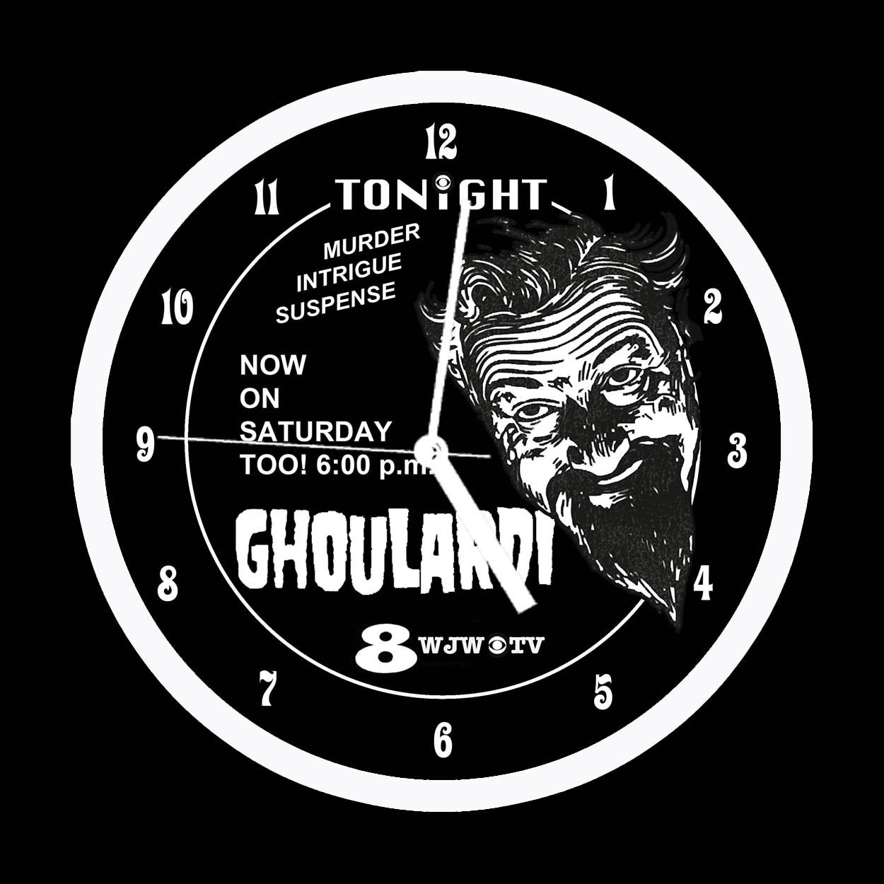 8" Ghoulardi Cleveland Ohio Wall Clock Late Night Television 1960's WJW ...