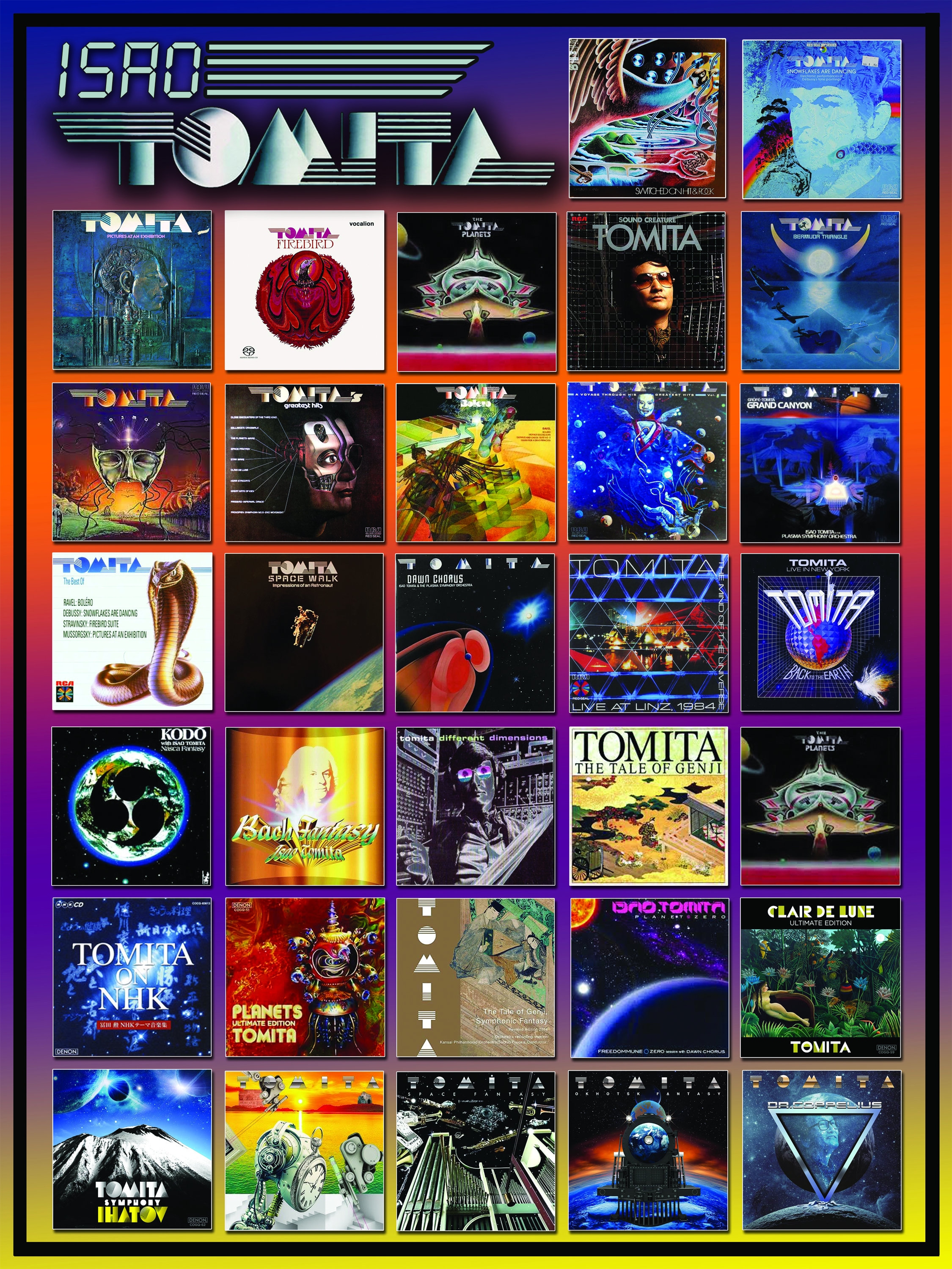 Isao Tomita 18"x24" LP Discography Poster Japanese Electronic & Space ...