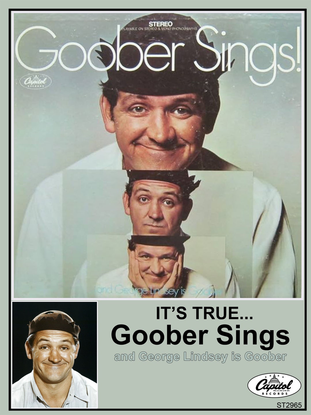 Goober Sings! 18"x24" 1968 LP Promo Poster Reproduction. Andy Griffith ...