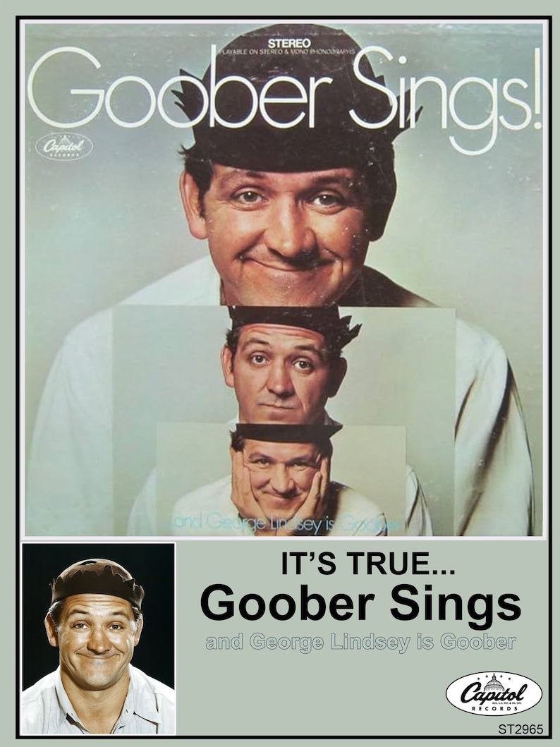 Goober Sings! 18"x24" 1968 LP Promo Poster Reproduction. Andy Griffith ...