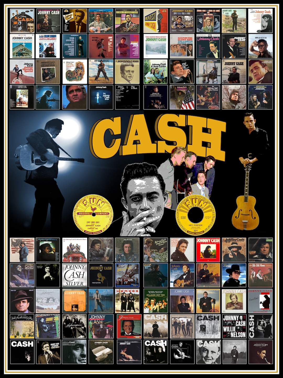 18x24, Full Color, Johnny Cash LP Covers Poster - Etsy UK