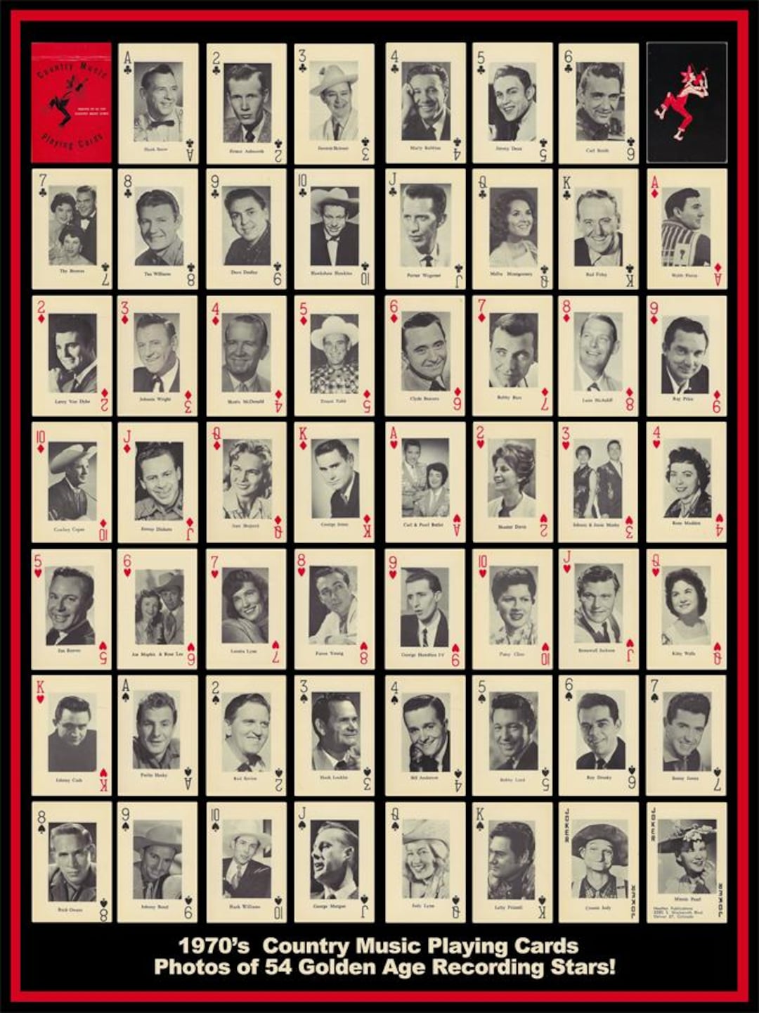 1970's Golden Age of Country Music Playing Cards 18x24 W/hank Williams ...