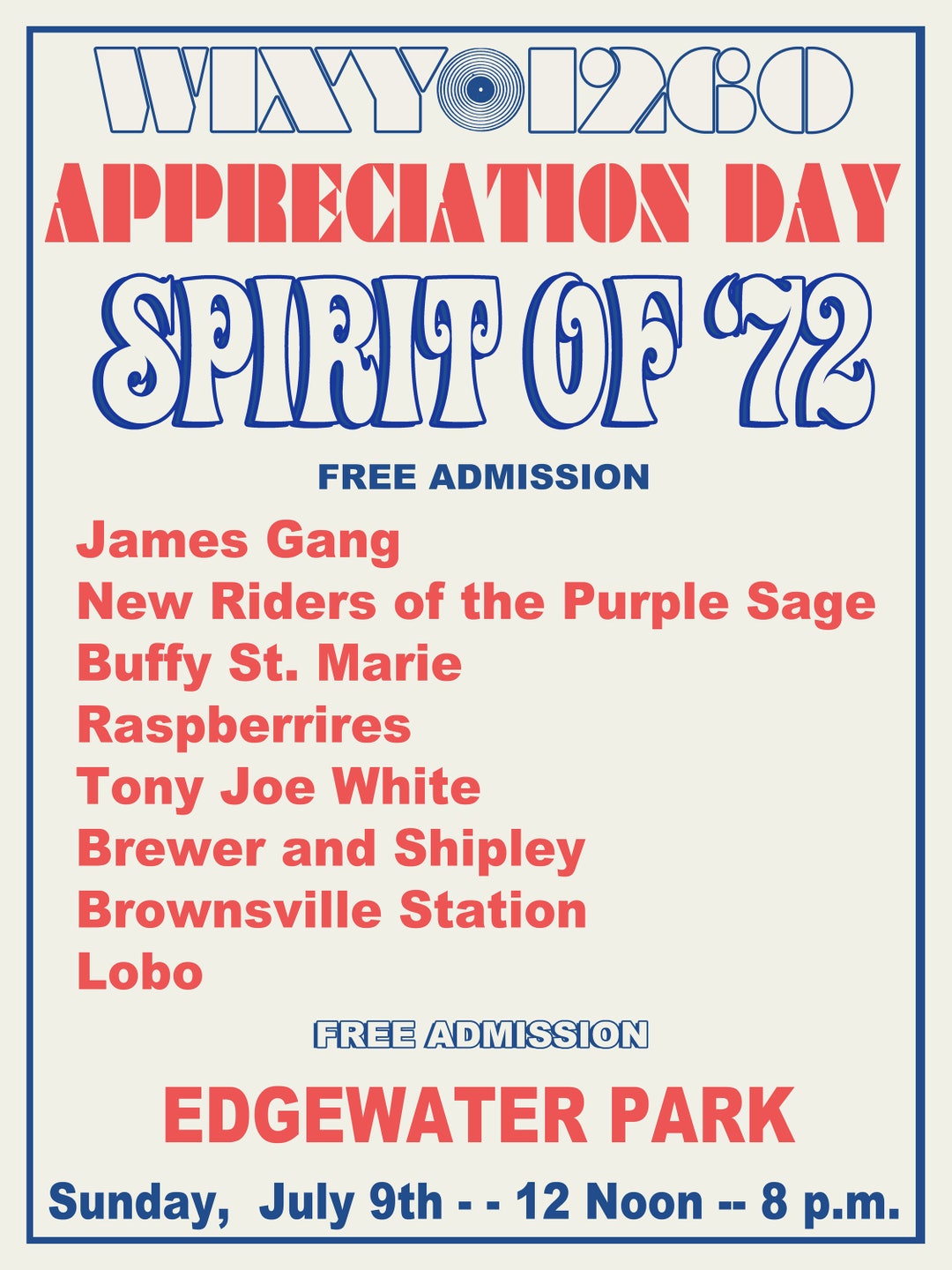 18"x24" WIXY 1260 Cleveland Poster James Gang (joe Walsh), Tony Joe ...