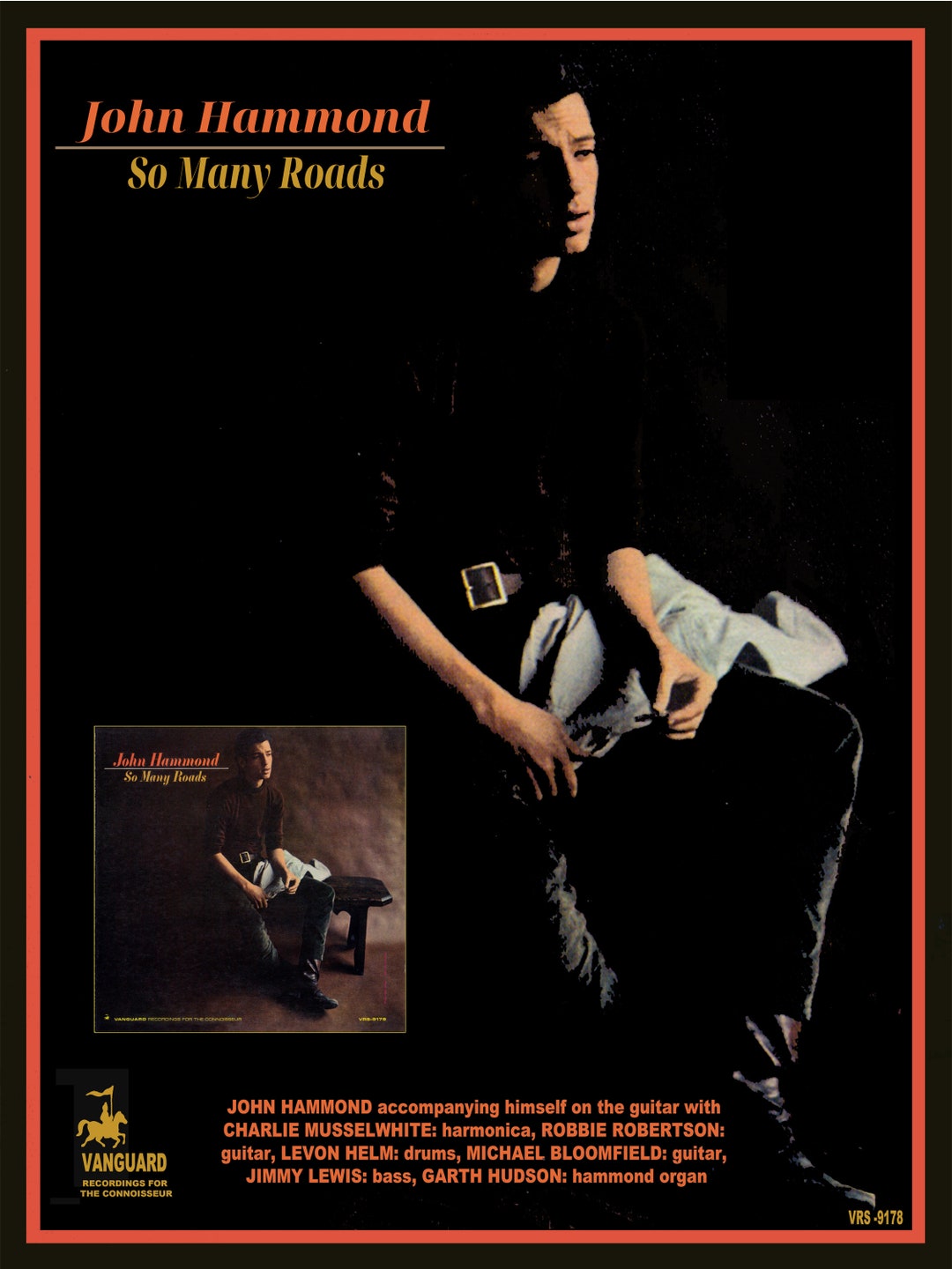 John Hammond "so Many Roads" 18"x24" "promo Poster" Michael Bloomfield ...