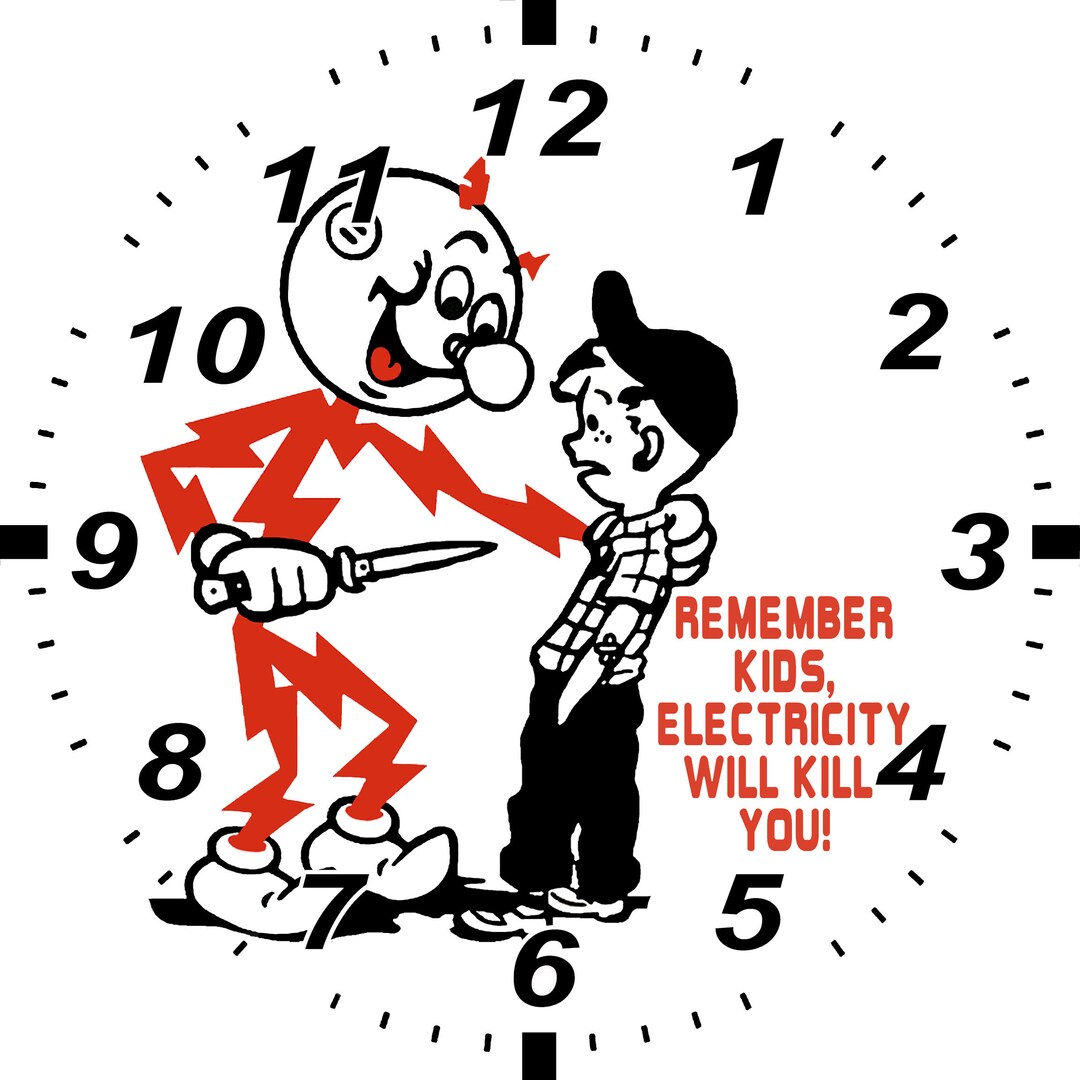 Reddi Kilowatt 8.78 Round Wall Clock "remember Kids Electricity Will ...