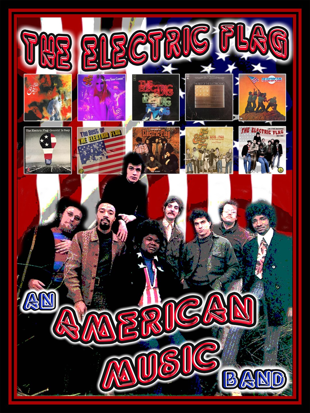 18"x24" Electric Flag LP Cover Poster Michael Bloomfield, Buddy Miles ...