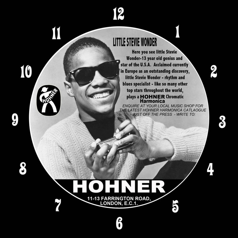 Stevie Wonder Hohner Harmonica Wall Clock BRAND NEW Custom - Etsy