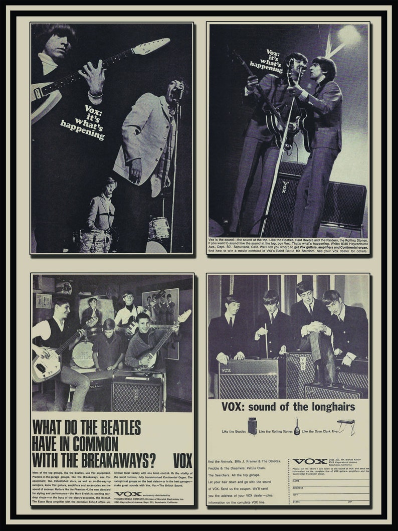 18"x24" Rolling Stones, Beatles Vintage VOX AD Reproduction Poster - Etsy