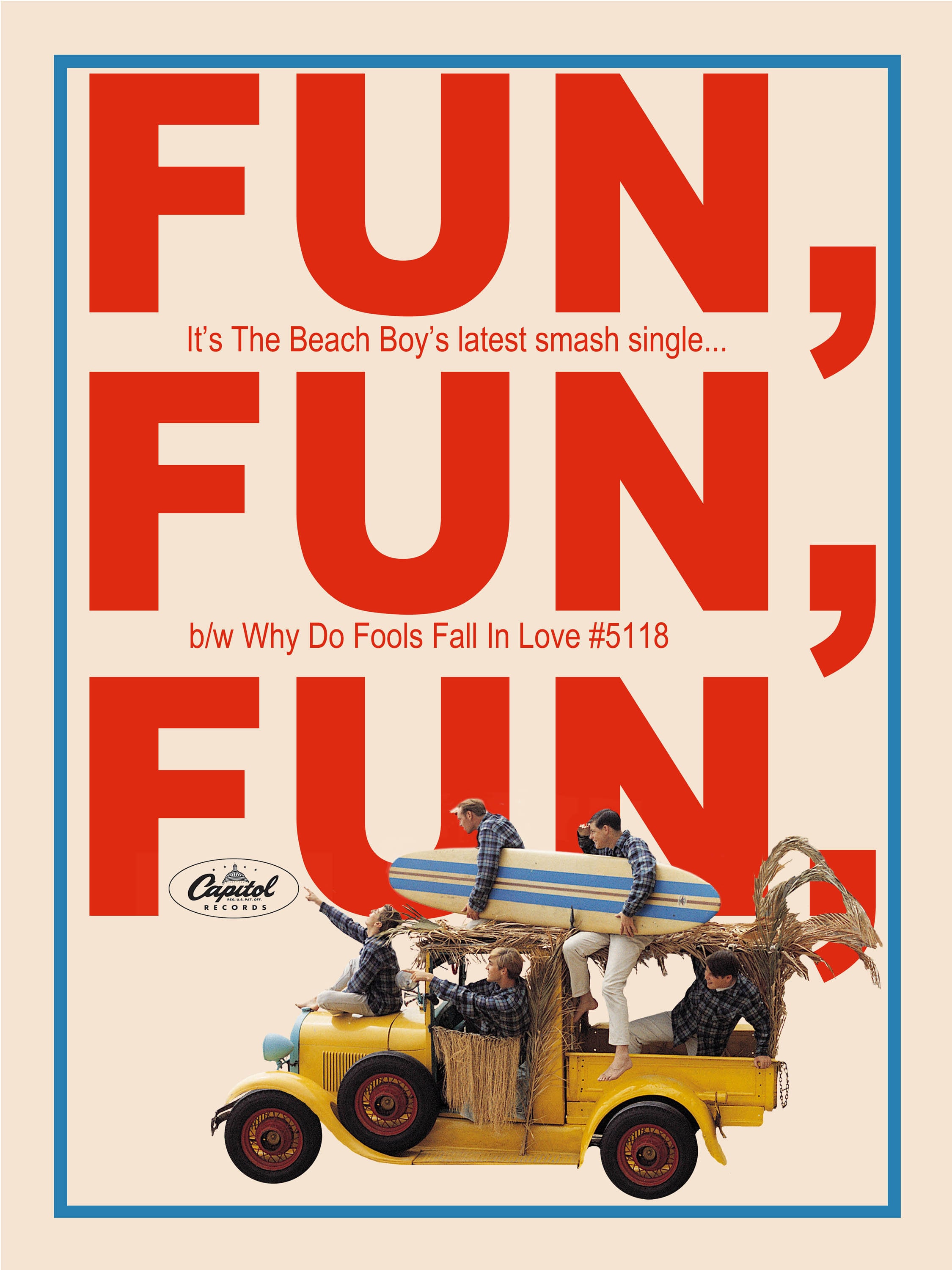Beach Boys 18x24 Fun, Fun, Fun Ad Reproduction Poster Brian Wilson - Etsy