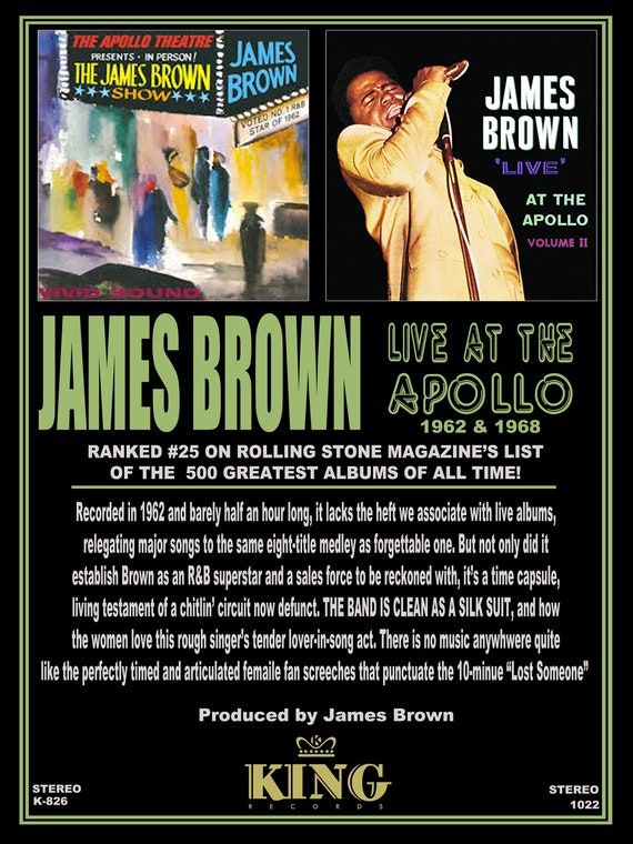 James Brown Apollo Theater Lp Poster Etsy